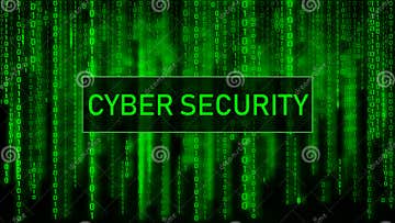 Cyber Security Concept. Digital Background Blue Matrix. Binary Computer ...