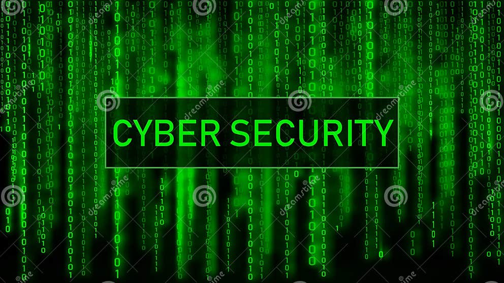 Cyber Security Concept. Digital Background Blue Matrix. Binary Computer ...