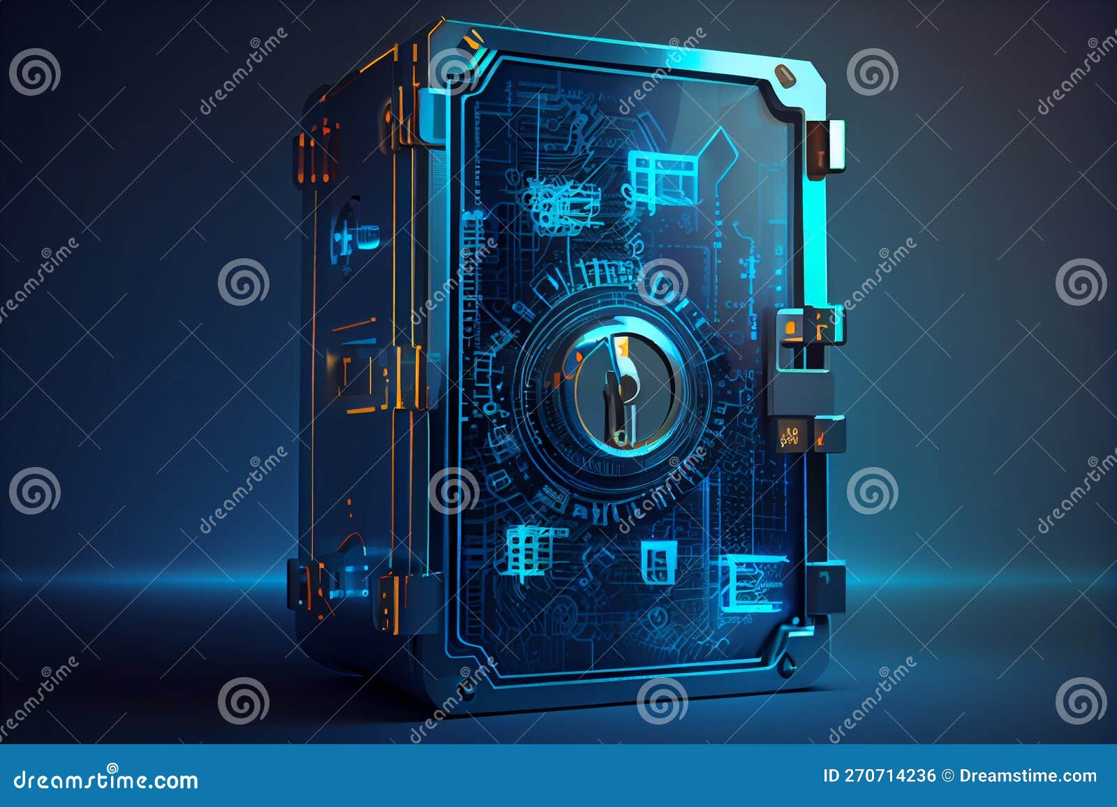 Cyber Security Concept and Digital Data Protection with a Locker in a ...