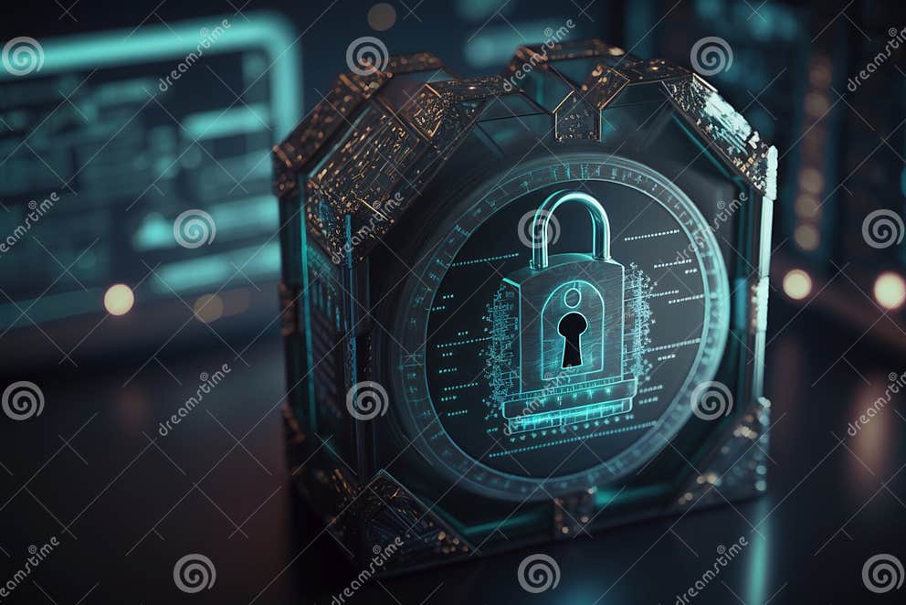 Cyber Security Concept and Digital Data Protection with a Locker in a ...