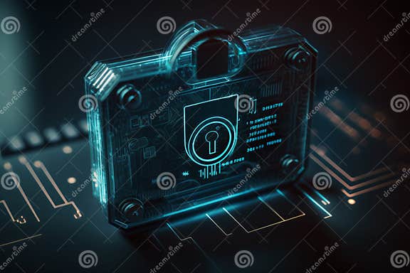 Cyber Security Concept and Digital Data Protection with a Locker in a ...