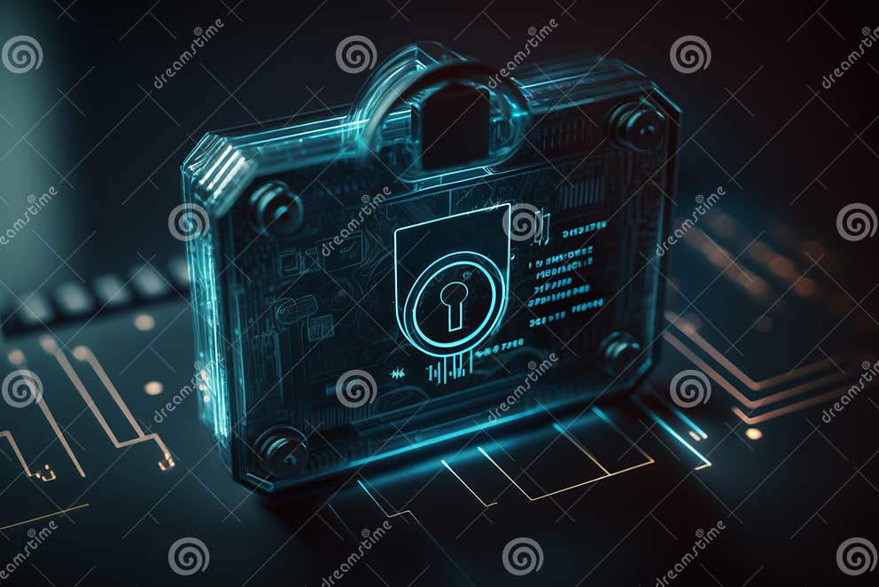 Cyber Security Concept and Digital Data Protection with a Locker in a ...
