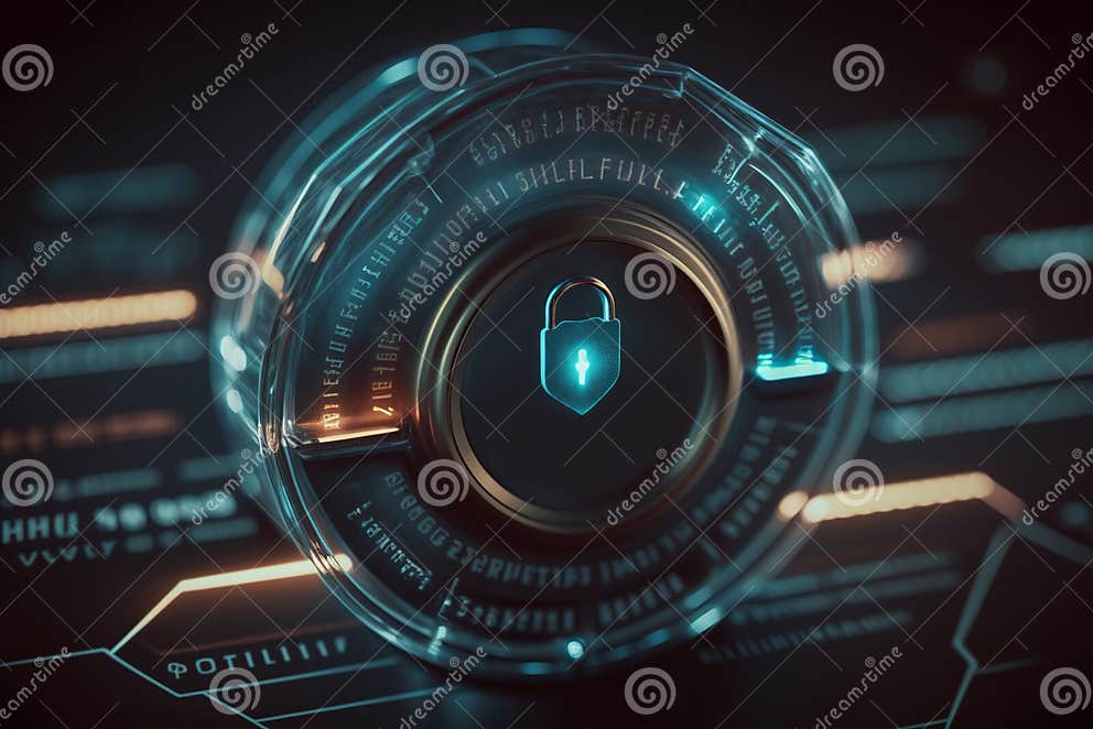 Cyber Security Concept and Digital Data Protection with a Locker in a ...