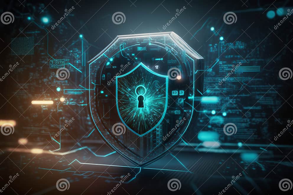 Cyber Security Concept and Digital Data Protection with a Locker in a ...