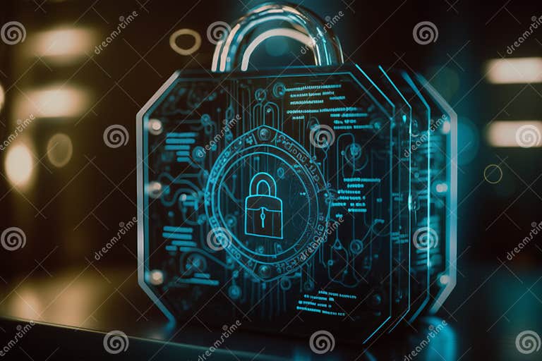 Cyber Security Concept and Digital Data Protection with a Locker in a ...