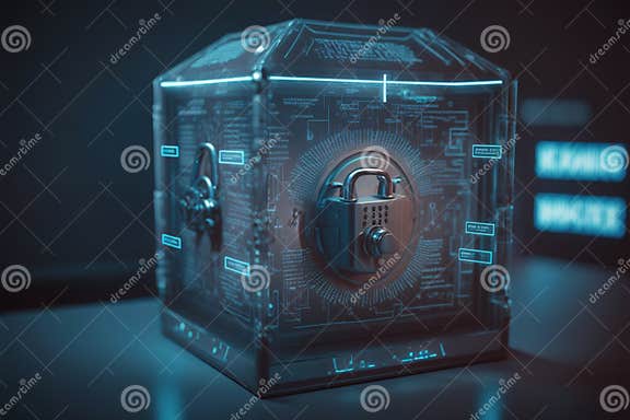 Cyber Security Concept and Digital Data Protection with a Locker in a ...