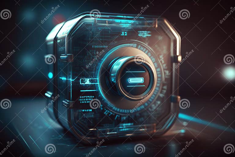 Cyber Security Concept and Digital Data Protection with a Locker in a ...