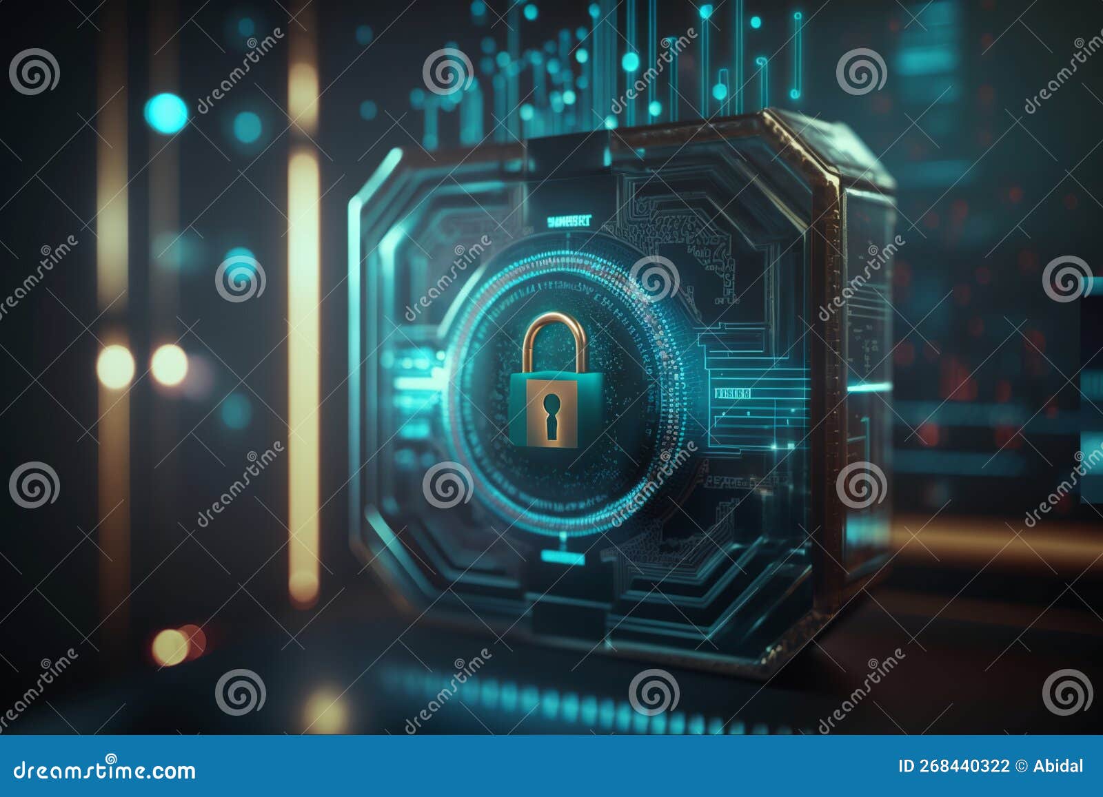 Cyber Security Concept and Digital Data Protection with a Locker in a ...