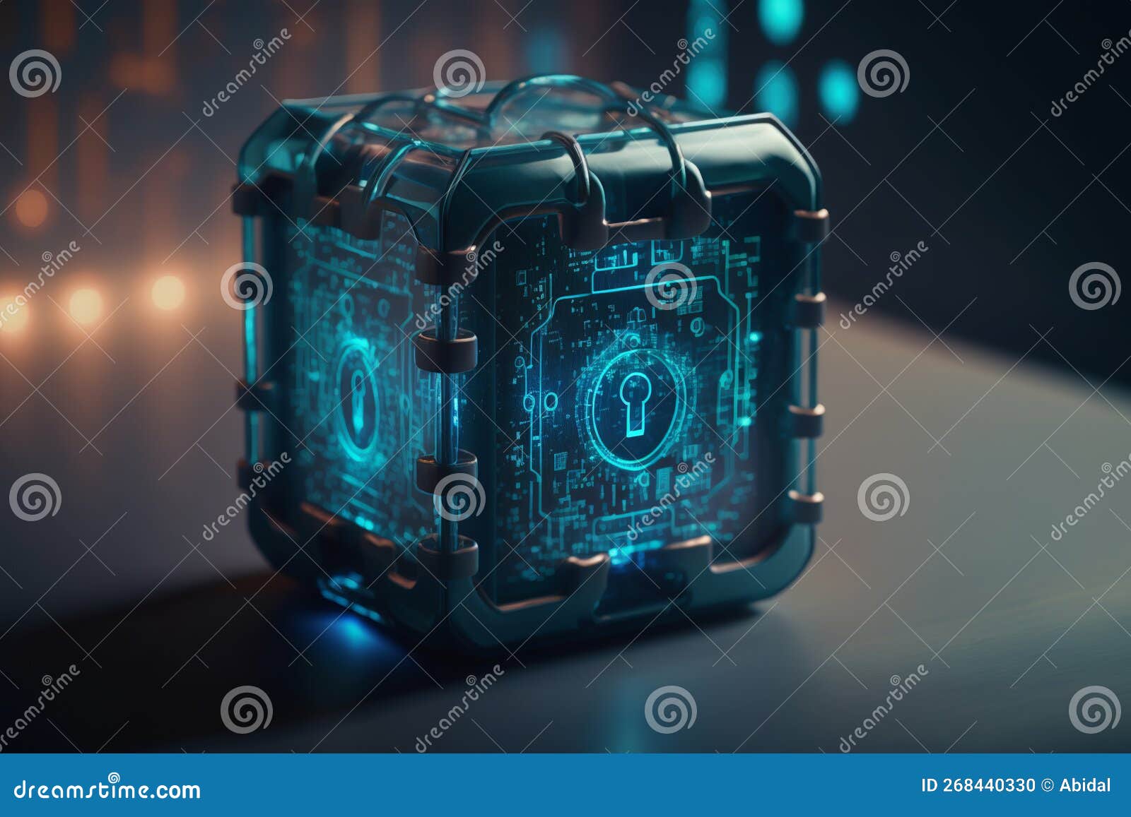 Cyber Security Concept and Digital Data Protection with a Locker in a ...