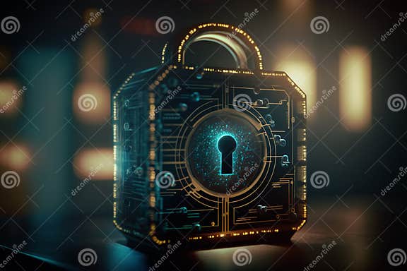 Cyber Security Concept and Digital Data Protection with a Locker in a ...