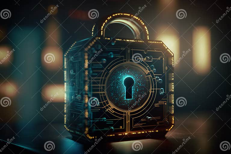 Cyber Security Concept and Digital Data Protection with a Locker in a ...