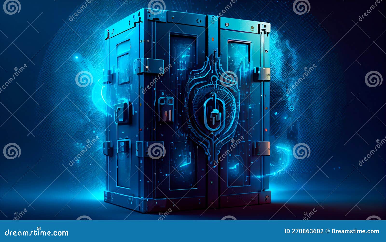 Cyber Security Concept and Digital Data Protection with a Locker in a ...