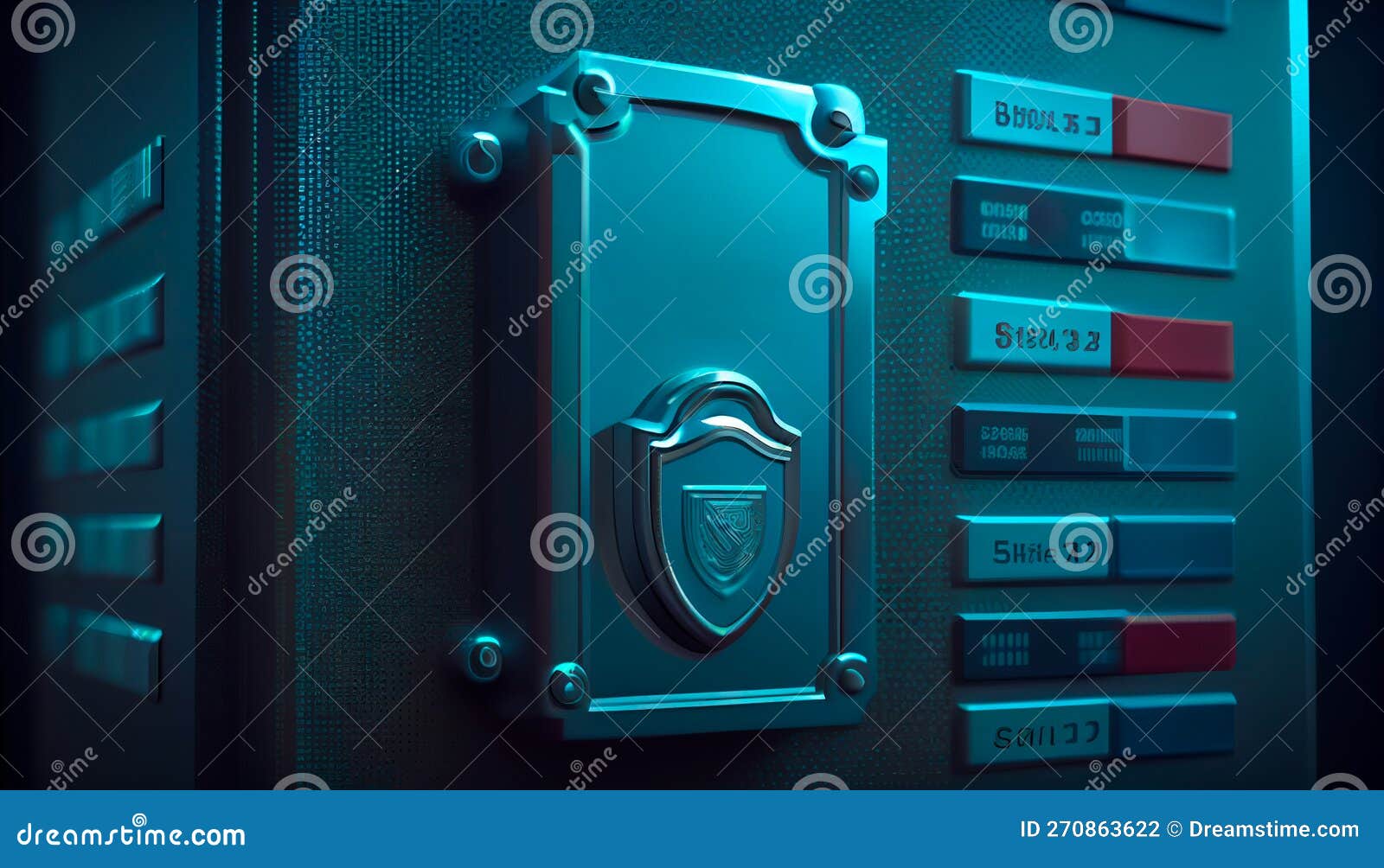 Cyber Security Concept and Digital Data Protection with a Locker in a ...