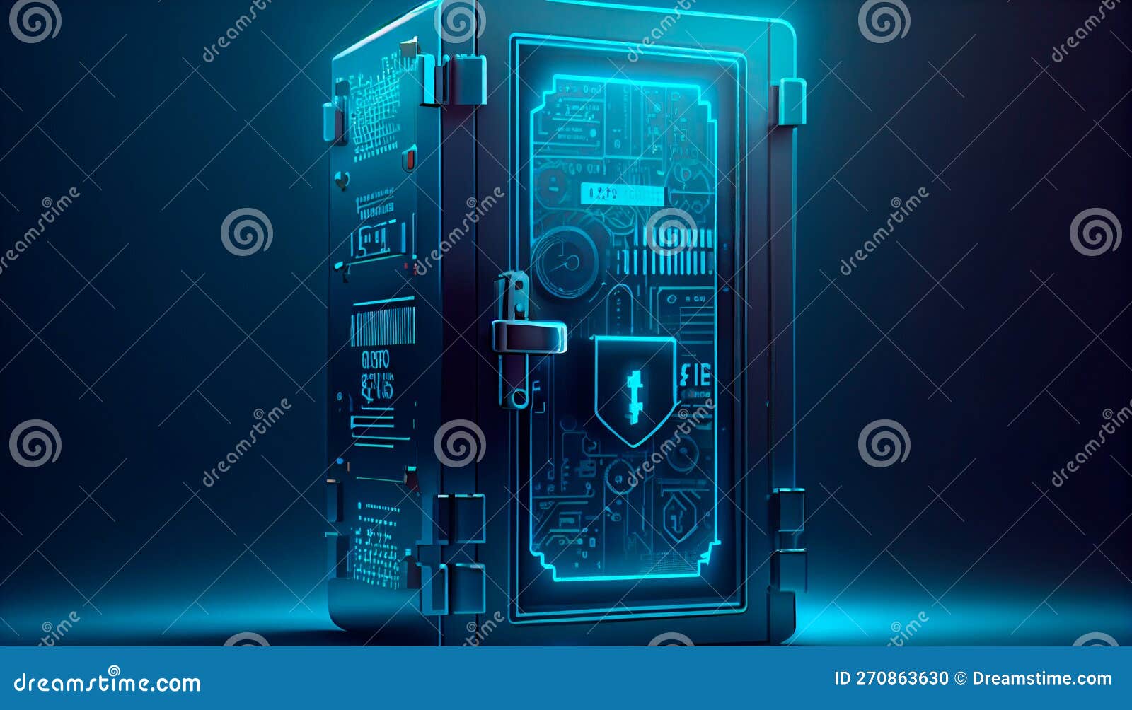 Cyber Security Concept and Digital Data Protection with a Locker in a ...