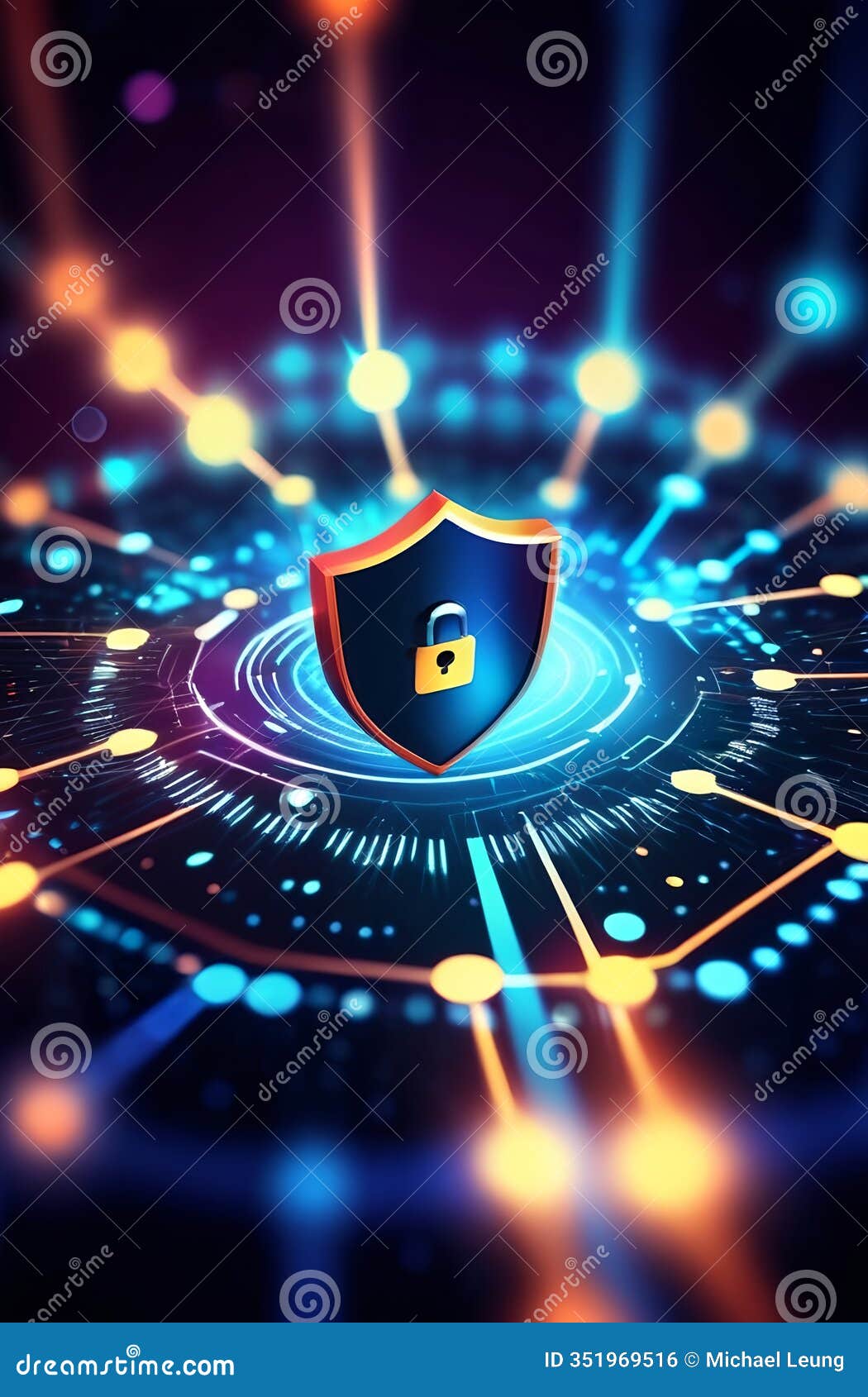 Cyber Security Concept. Digital Illustration with Vibrant Colors and ...