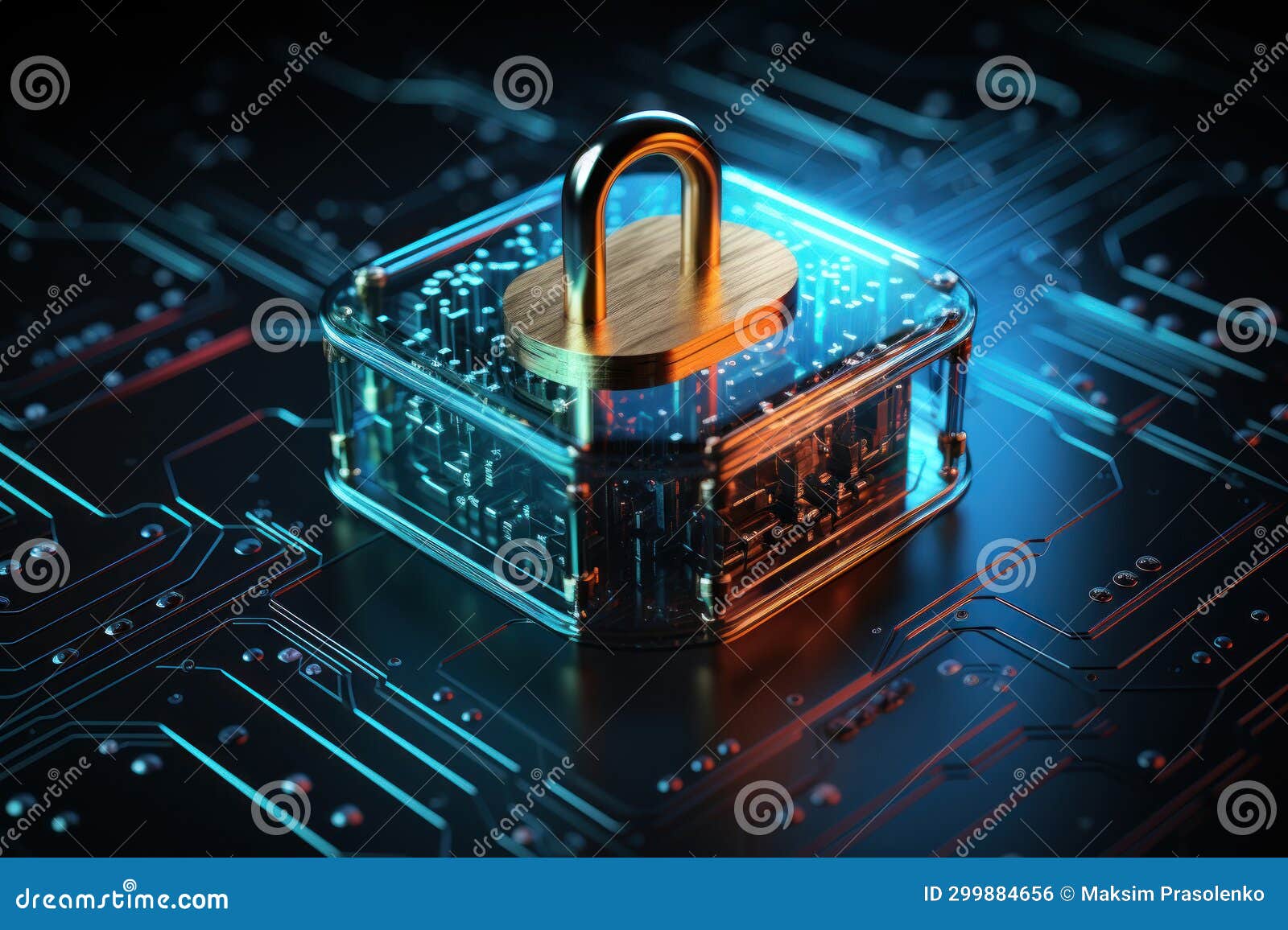 Cyber Security Concept. Digital Padlock for Computing System ...