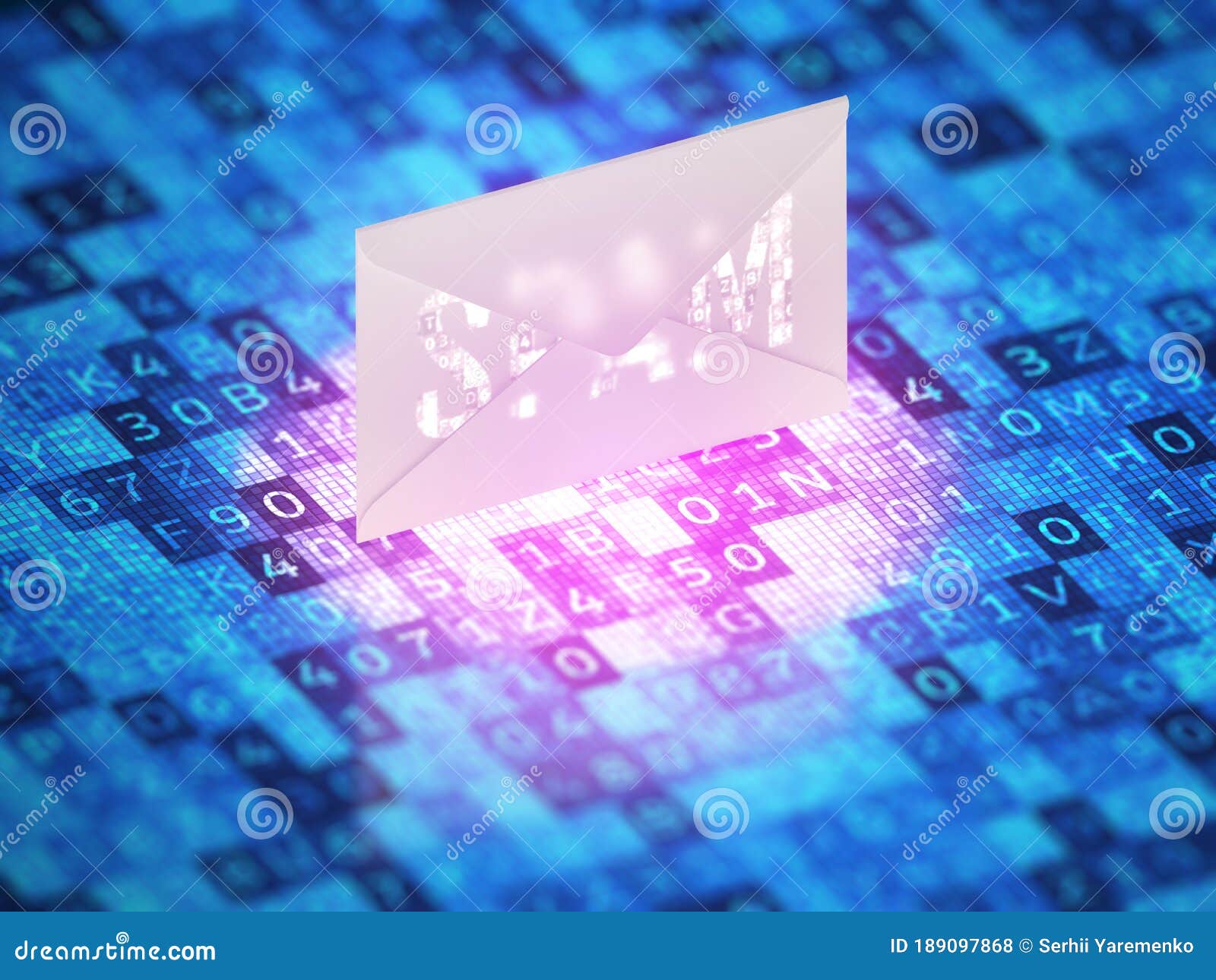 Cyber Security Concept. the Envelope with a Virus on a Digital Screen ...