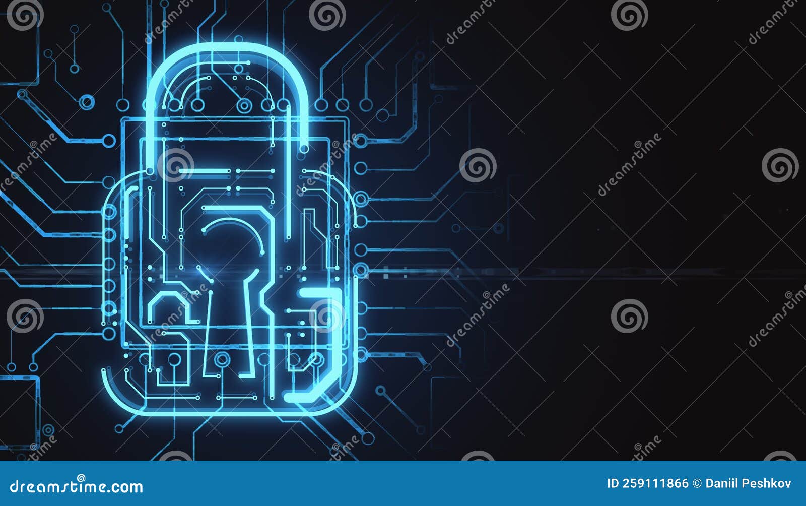 Cyber Security Concept with Graphic Digital Illuminated Lock with Key ...