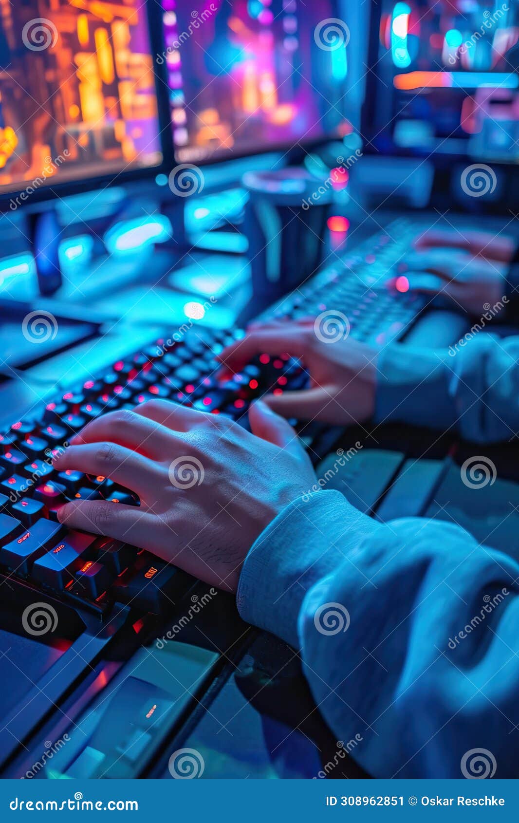 Cyber Security Concept. Hacker Working on a Computer in a Dark Room ...