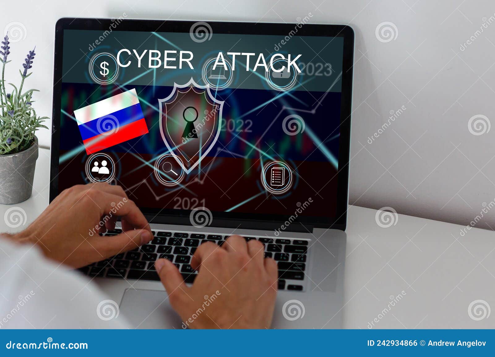 Cyber Security Concept Icons with Russian Flag Stock Photo - Image of ...