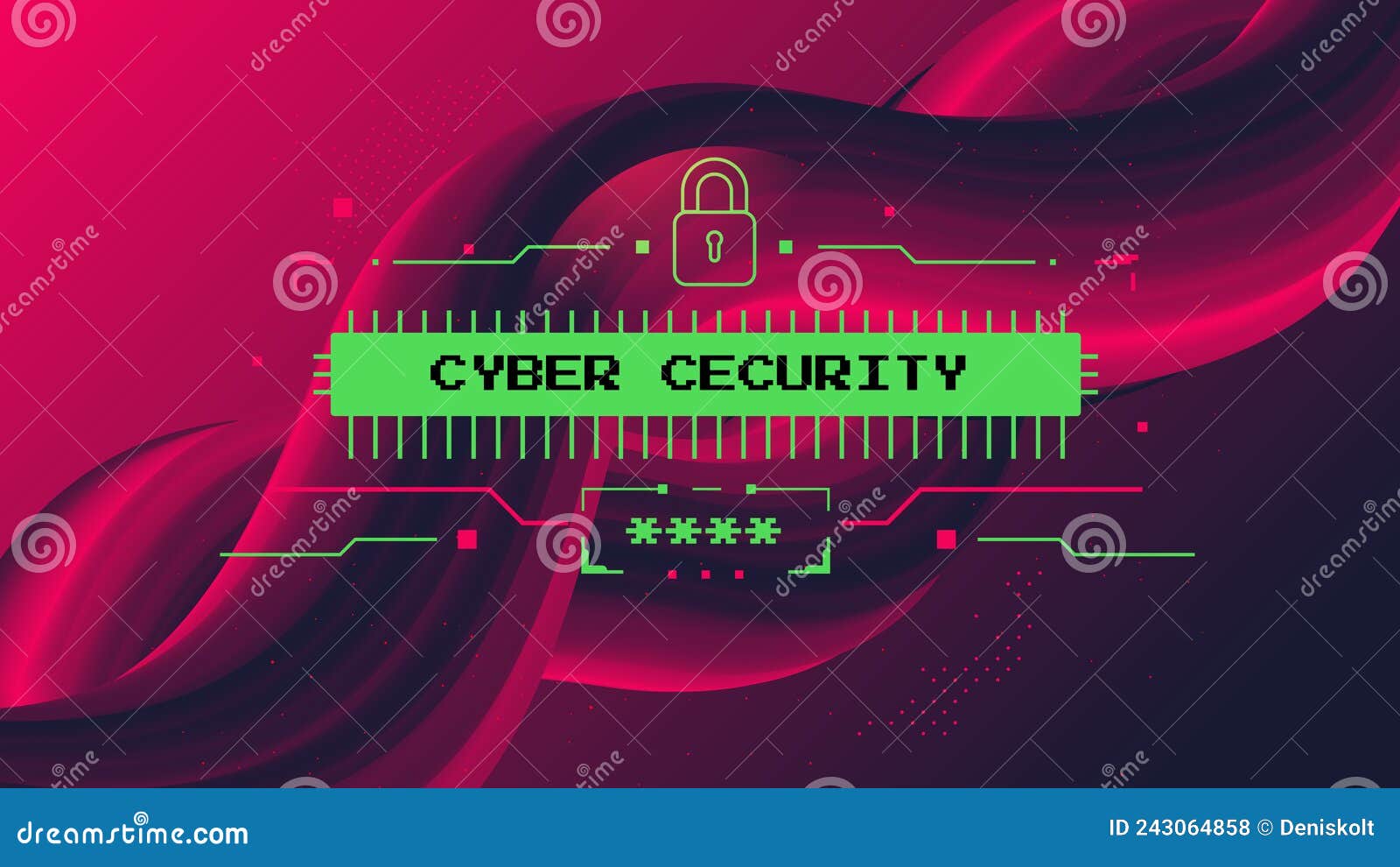 Cyber Security Concept with Lock and Network Firewall Symbol from ...