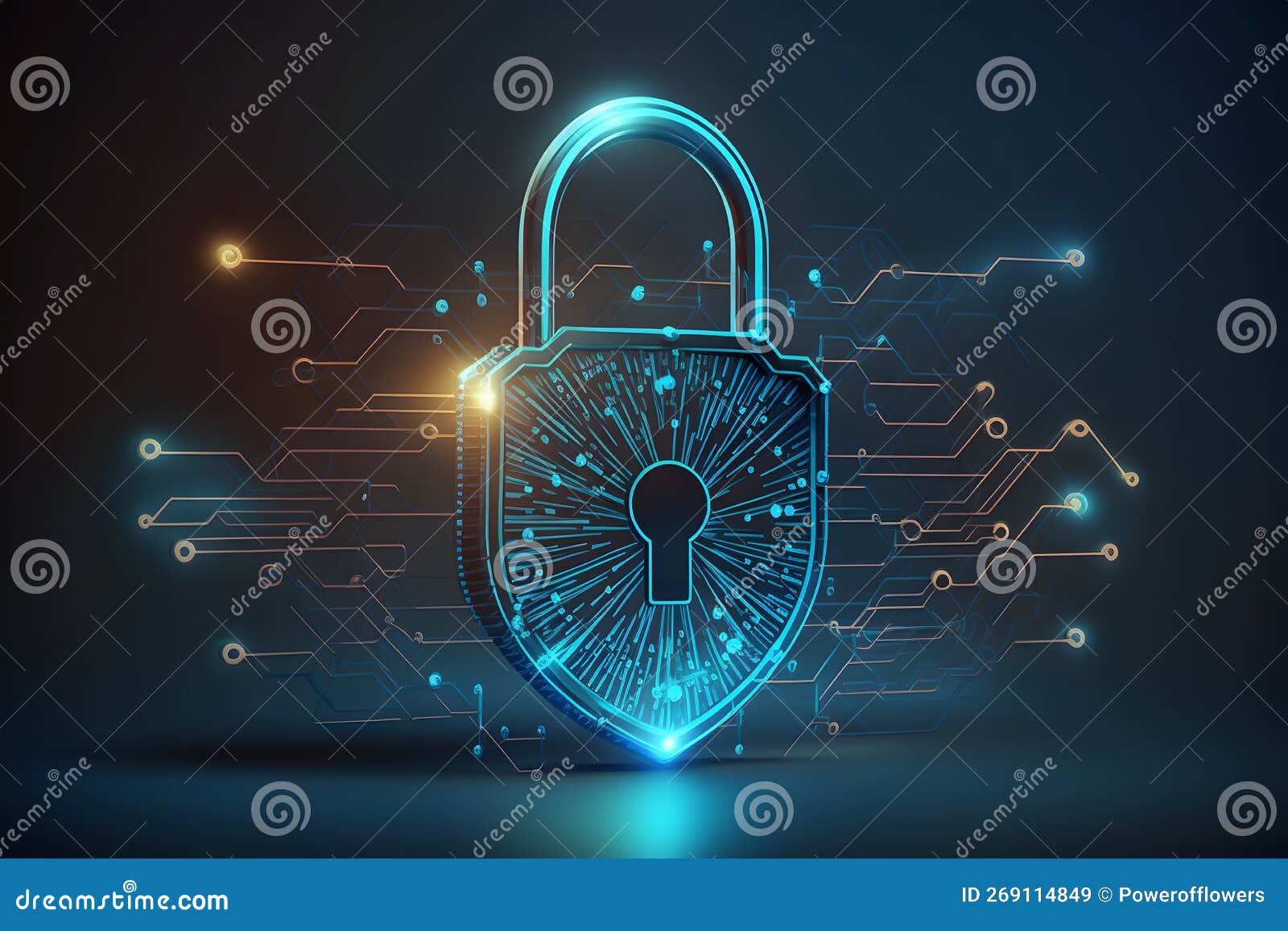 Cyber Security Concept. Lock Symbol Created with Generative AI ...