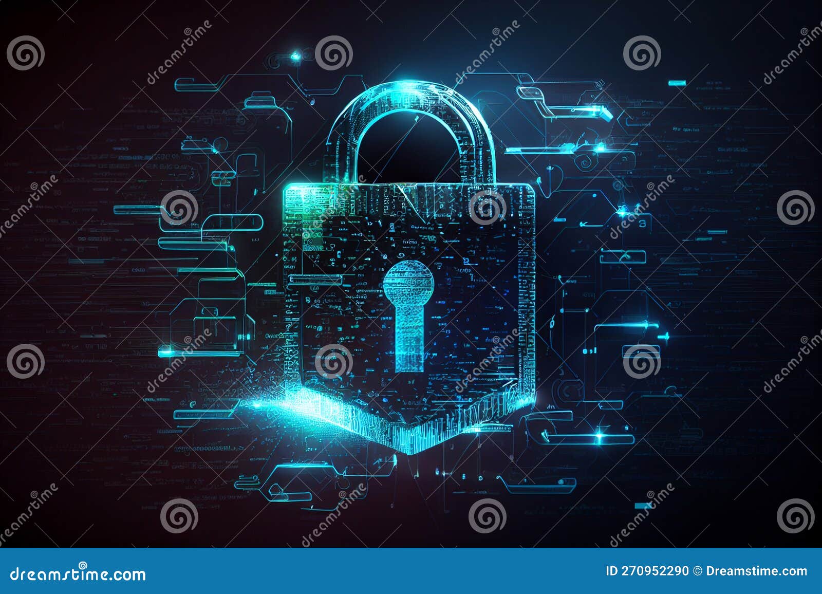 Cyber Security Concept. Lock Symbol and Protection of Private ...