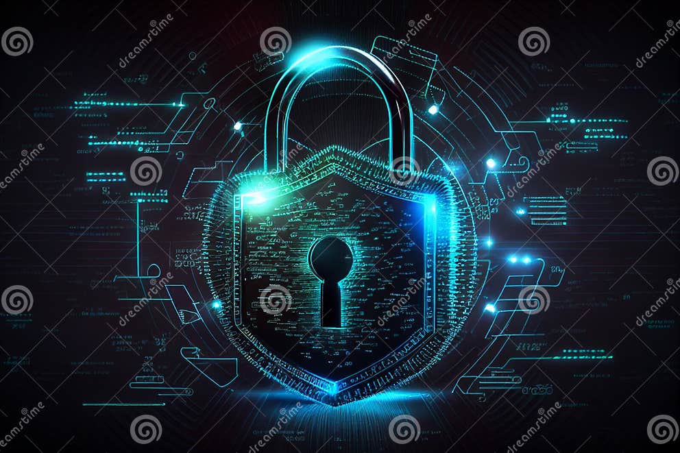 Cyber Security Concept. Lock Symbol and Protection of Private ...