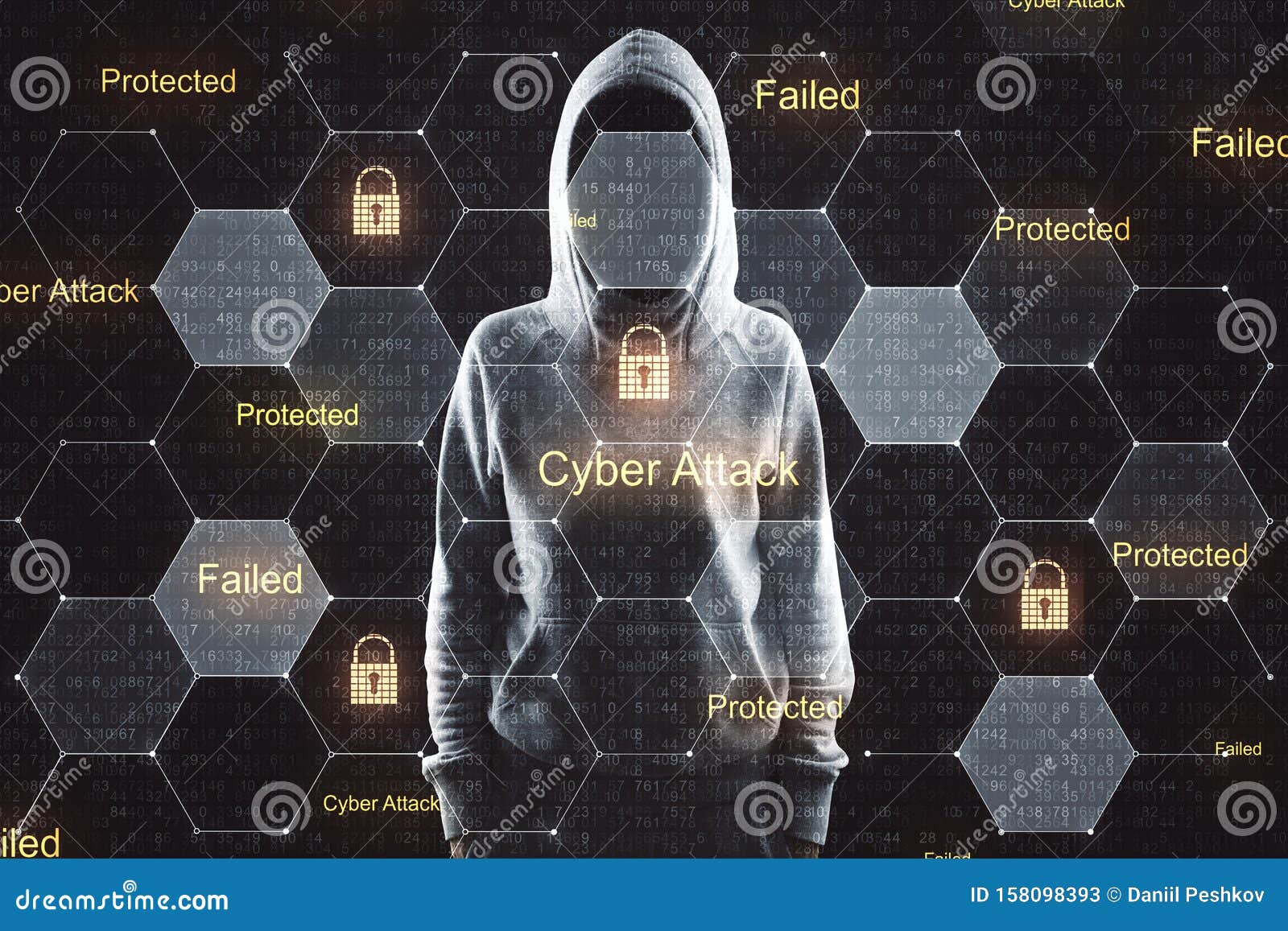 Cyber Security Concept with No Face Hacker Stock Image - Image of hack ...