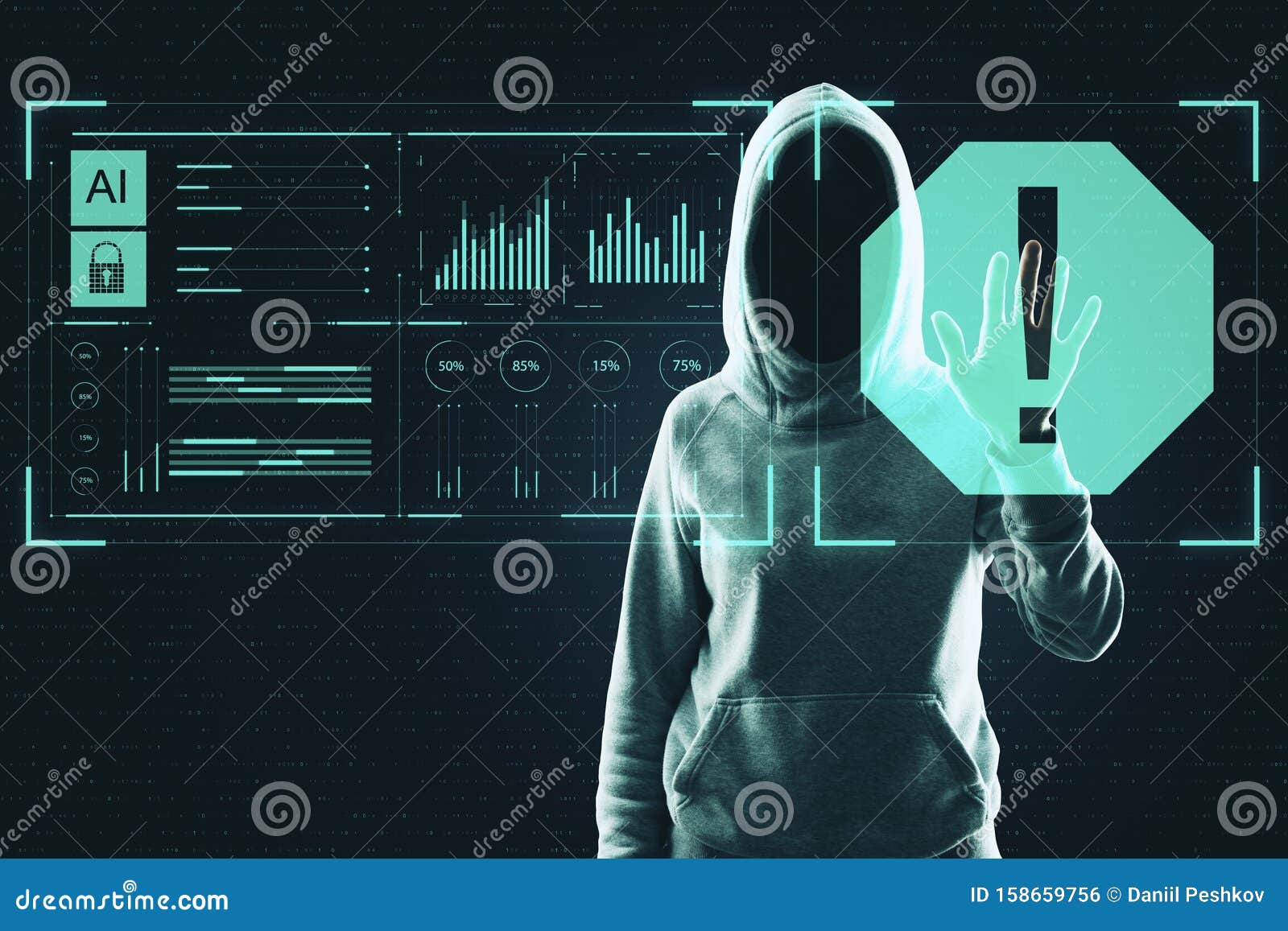 Cyber Security Concept with No Face Hacker Stock Photo - Image of ...