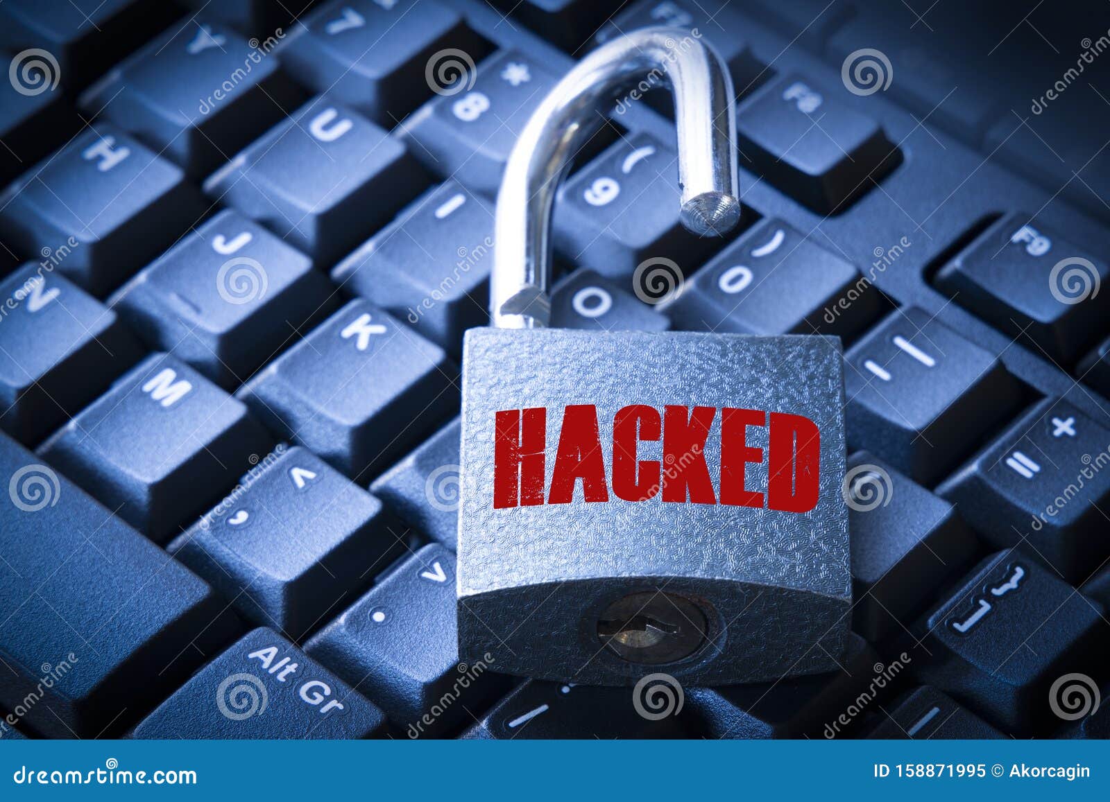 Cyber Security Concept Open Padlock On The Computer Keyboard Stock