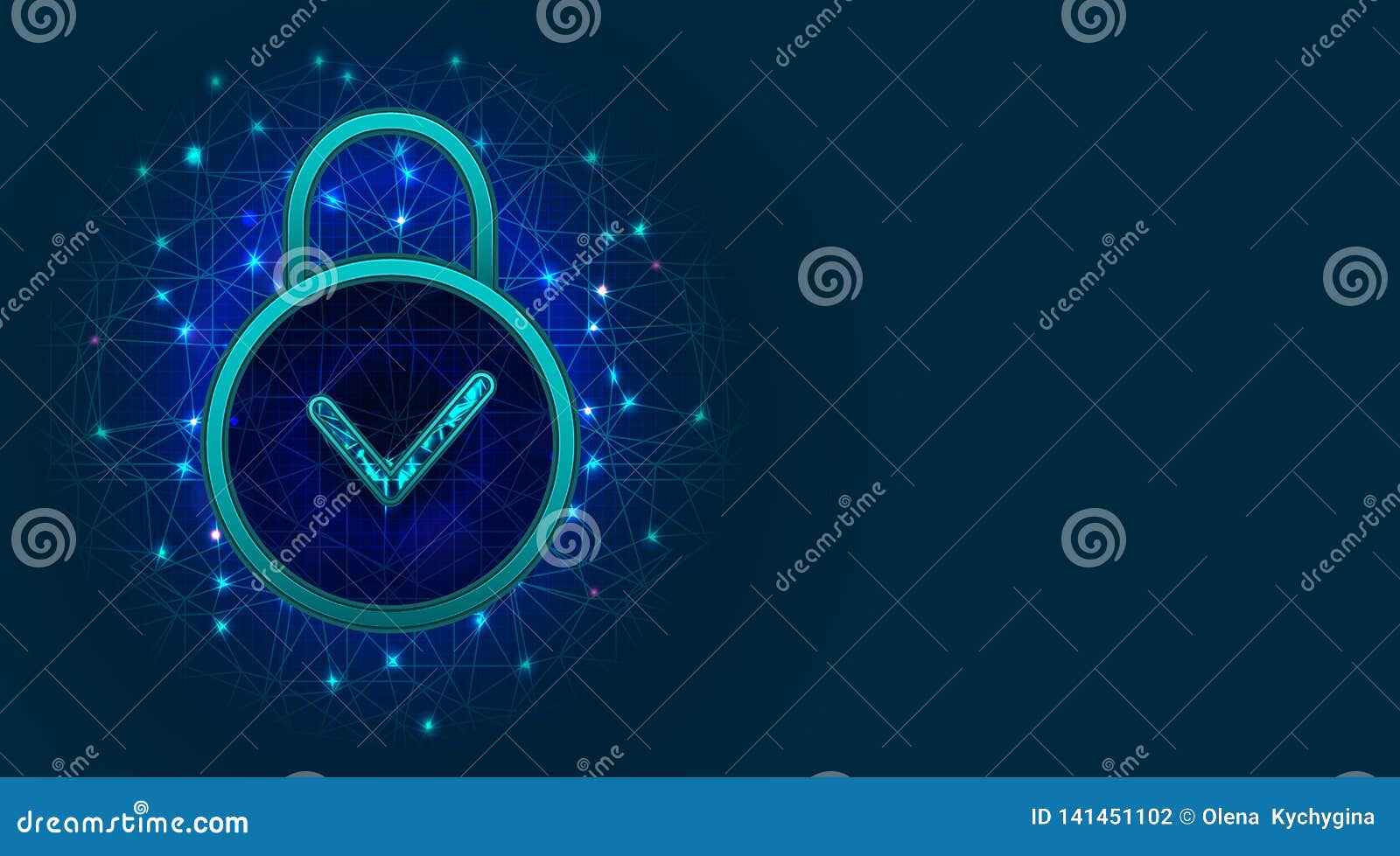 Cyber Security Concept with Padlock and Check Mark Icon. Internet ...