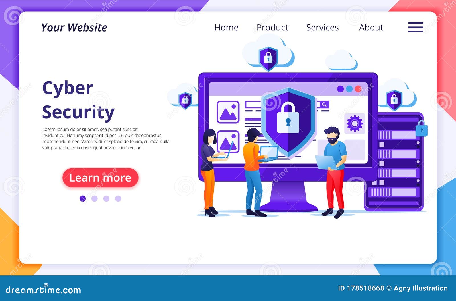 Cyber Security Concept, People Work on Screen Protecting Data and ...
