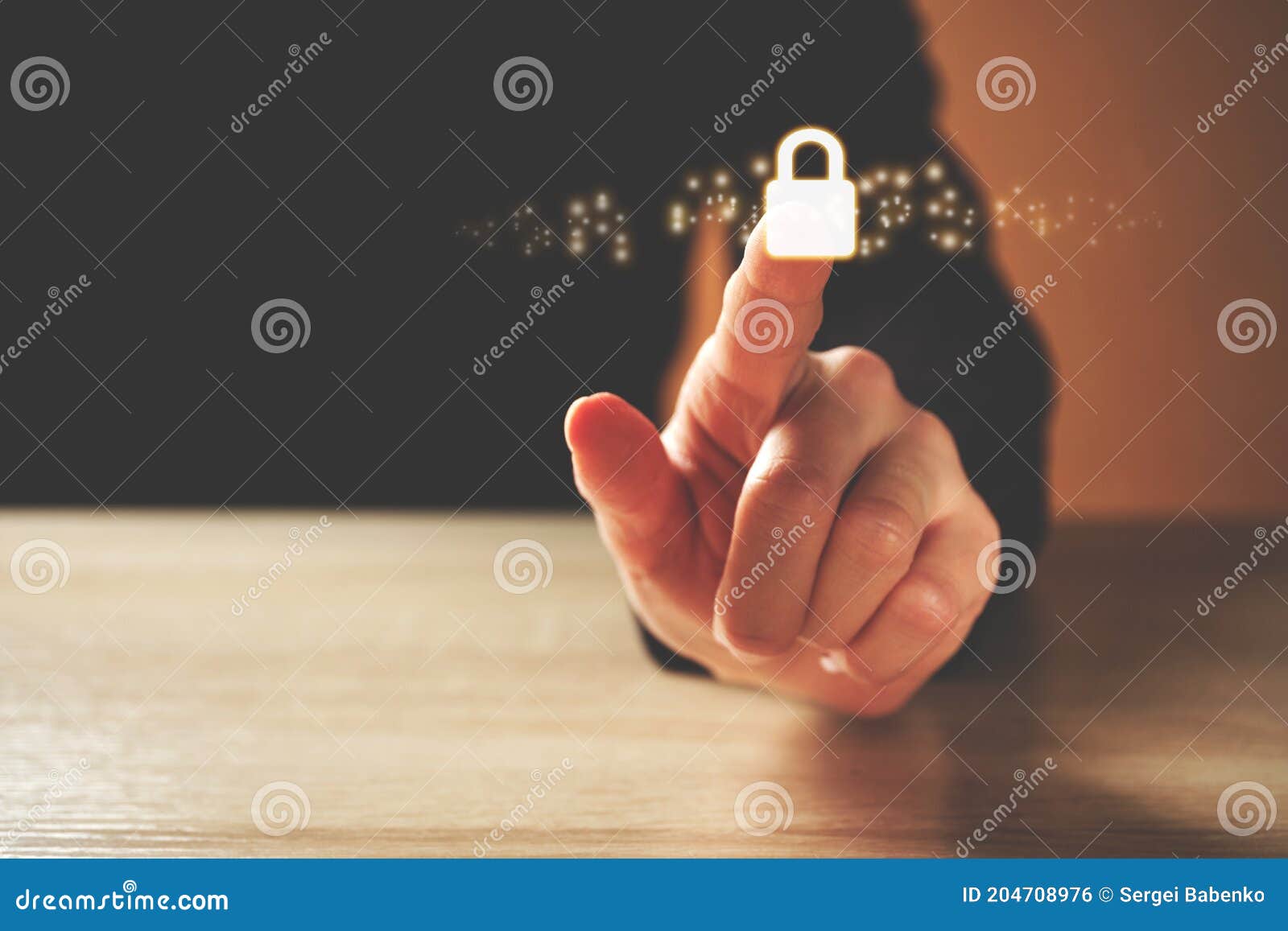 Cyber Security Concept with Person Clicking on Lock Icon Stock Photo ...