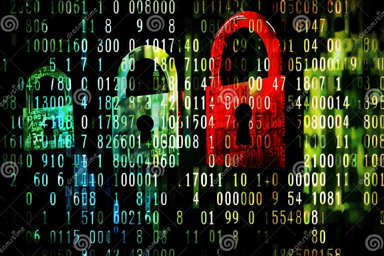 Cyber Security Concept. Red Digital Padlock. Digital Data Safety and ...