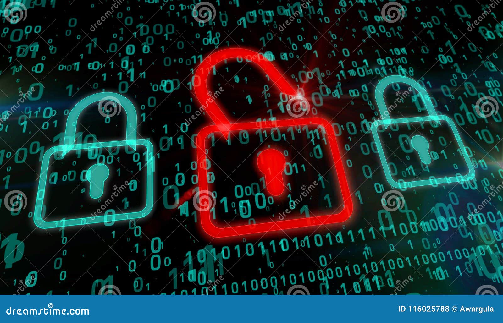 Cyber Security - Red Padlock Stock Illustration - Illustration of ...