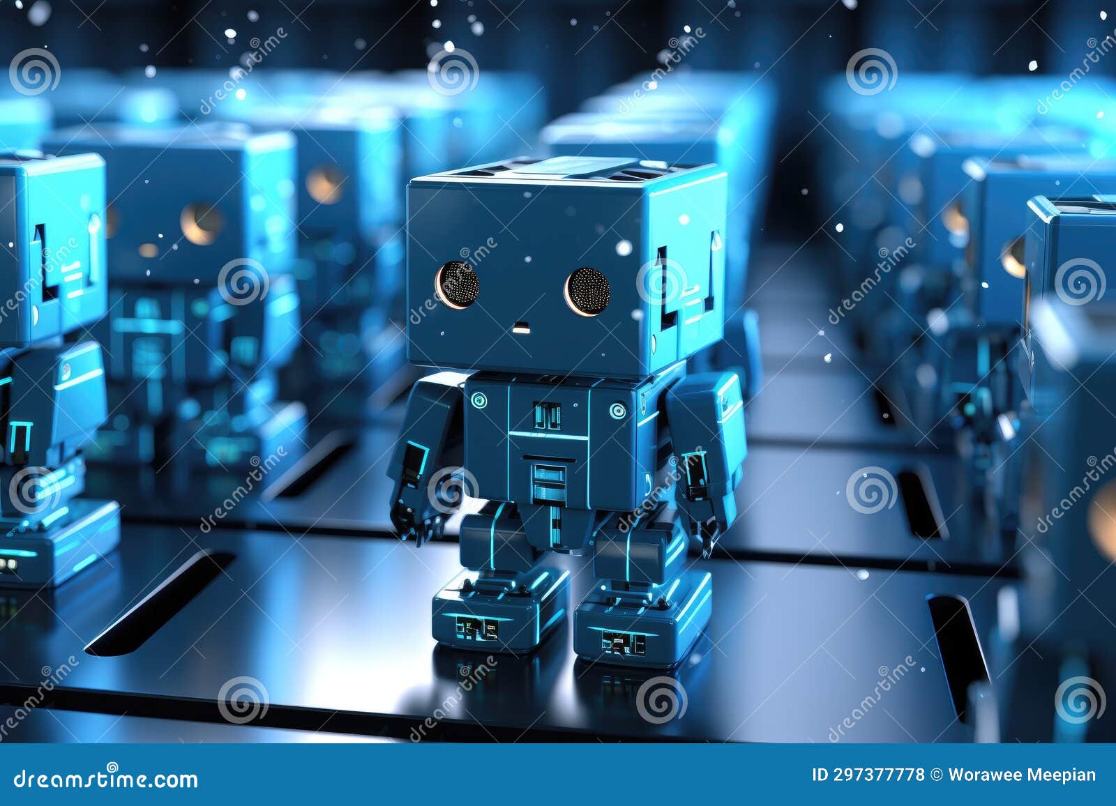 Cyber Security Concept. Robot Working and Protection at Data Center ...