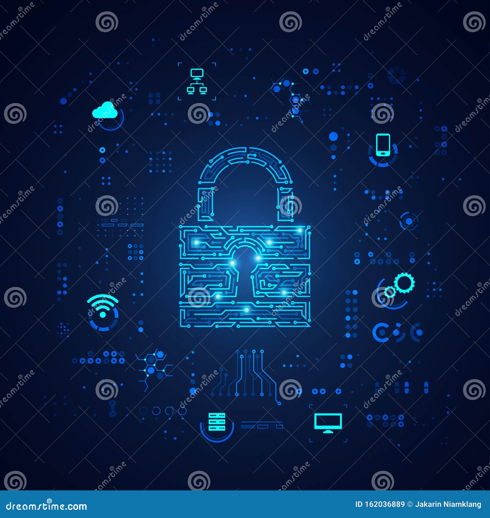Cyber security stock vector. Illustration of firewall - 162036889