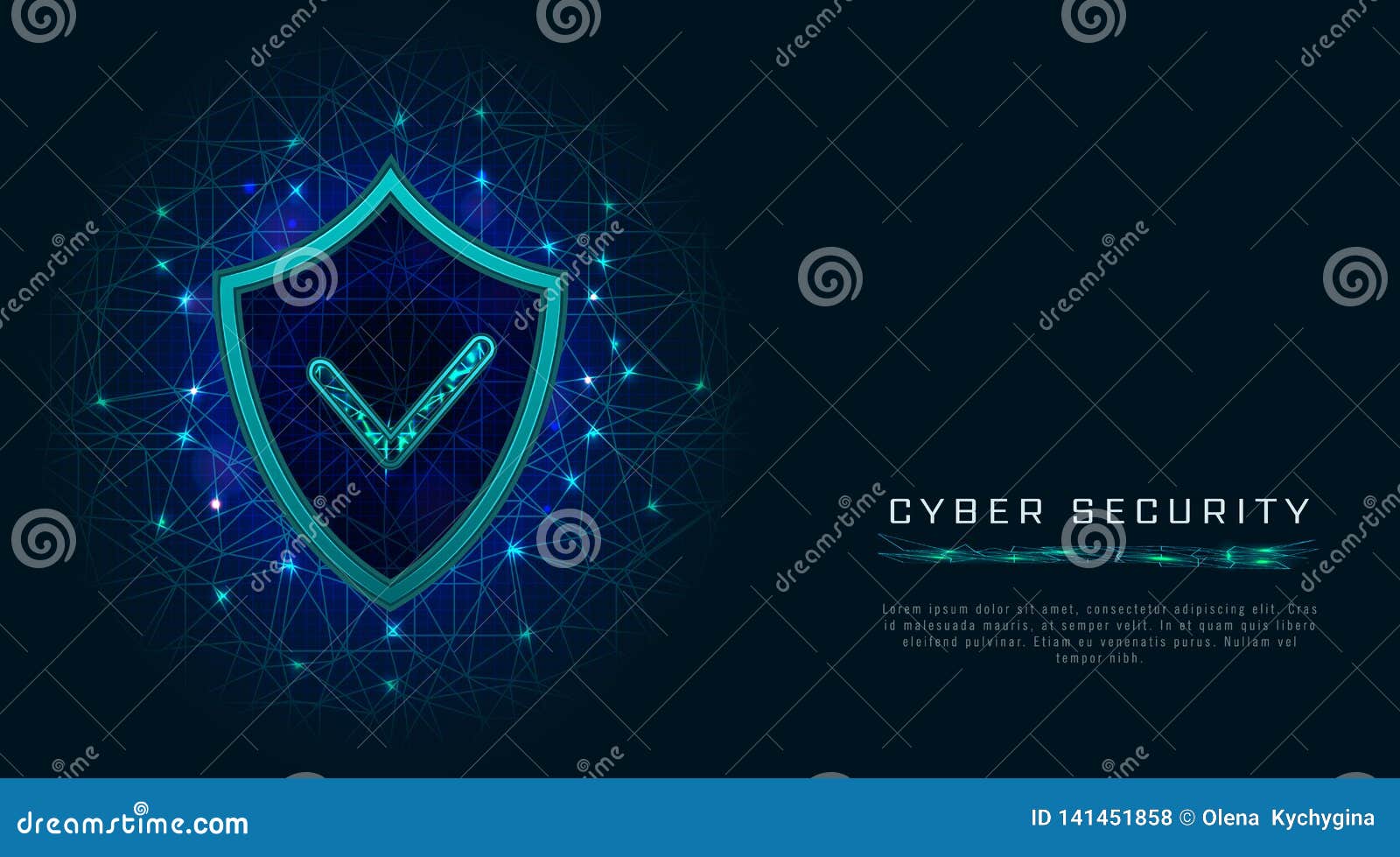 Cyber Security Concept. Shield with Check Mark, Digital Cyber Data ...