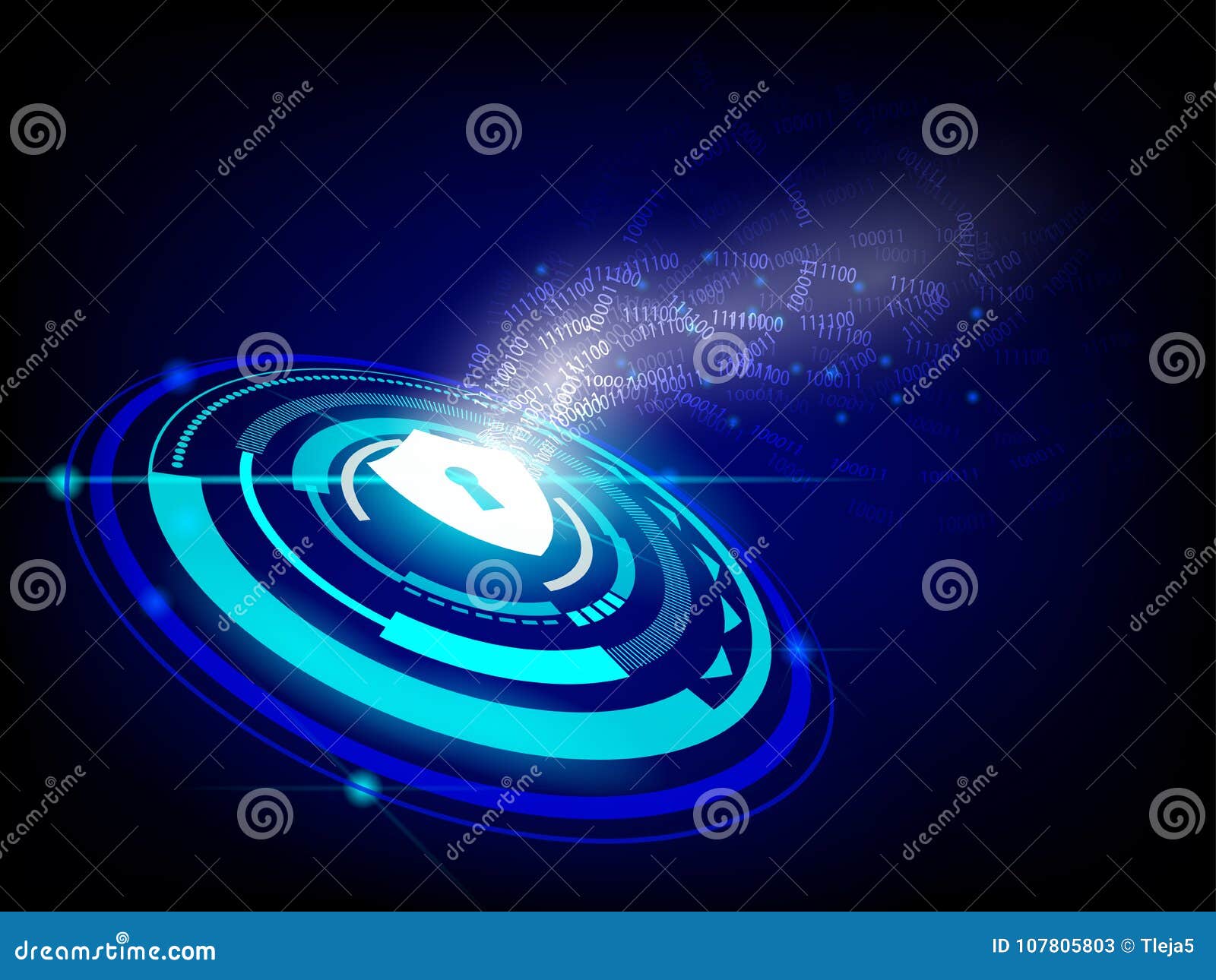 Shield on Future Technology Digital Background. Stock Vector ...