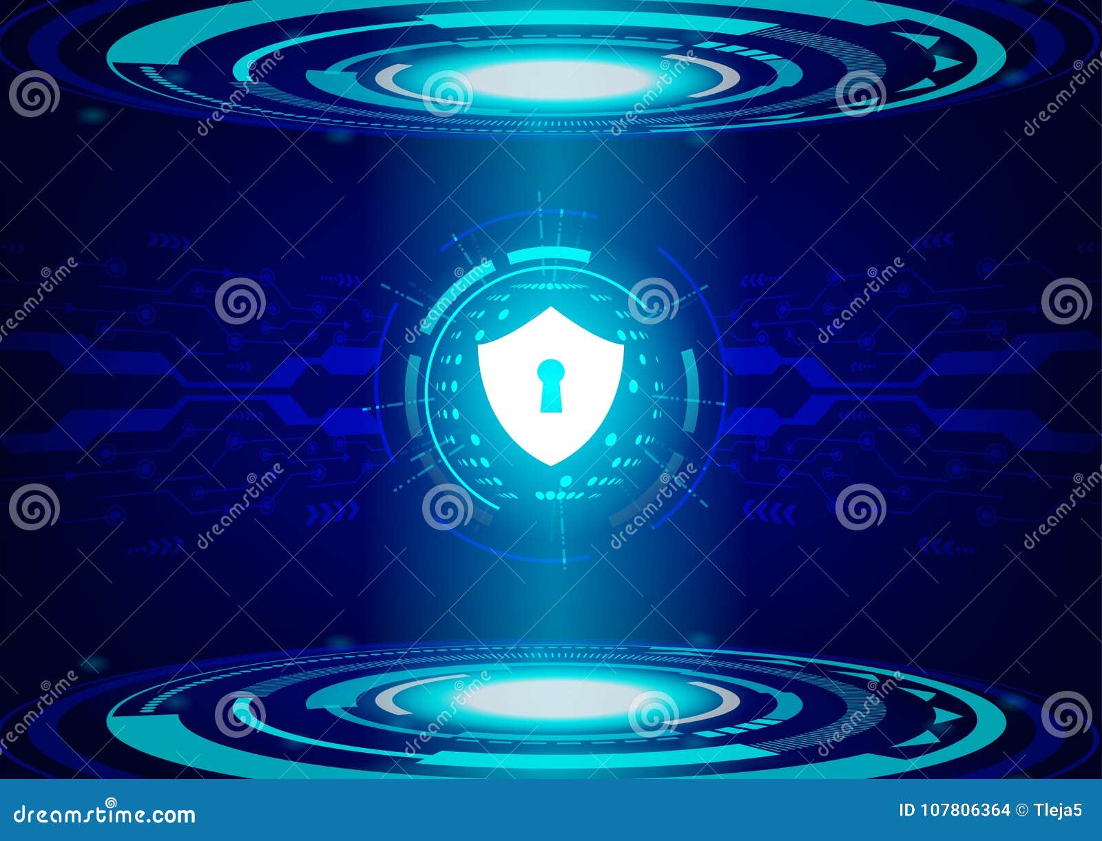Shield on Future Technology Digital Background. Stock Vector ...