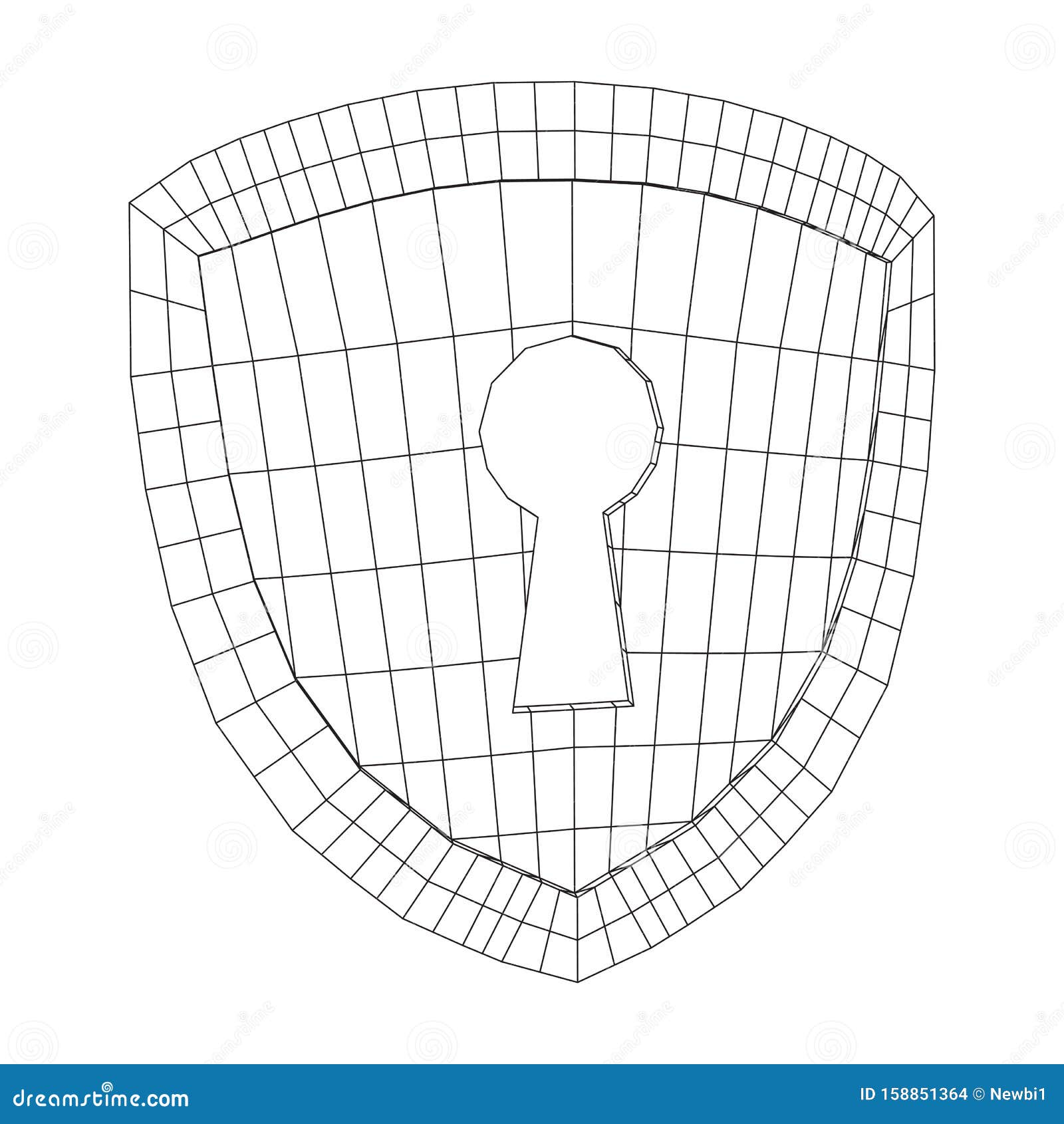 Cyber Security Concept. Shield with Keyhole Composed of Polygons Stock ...