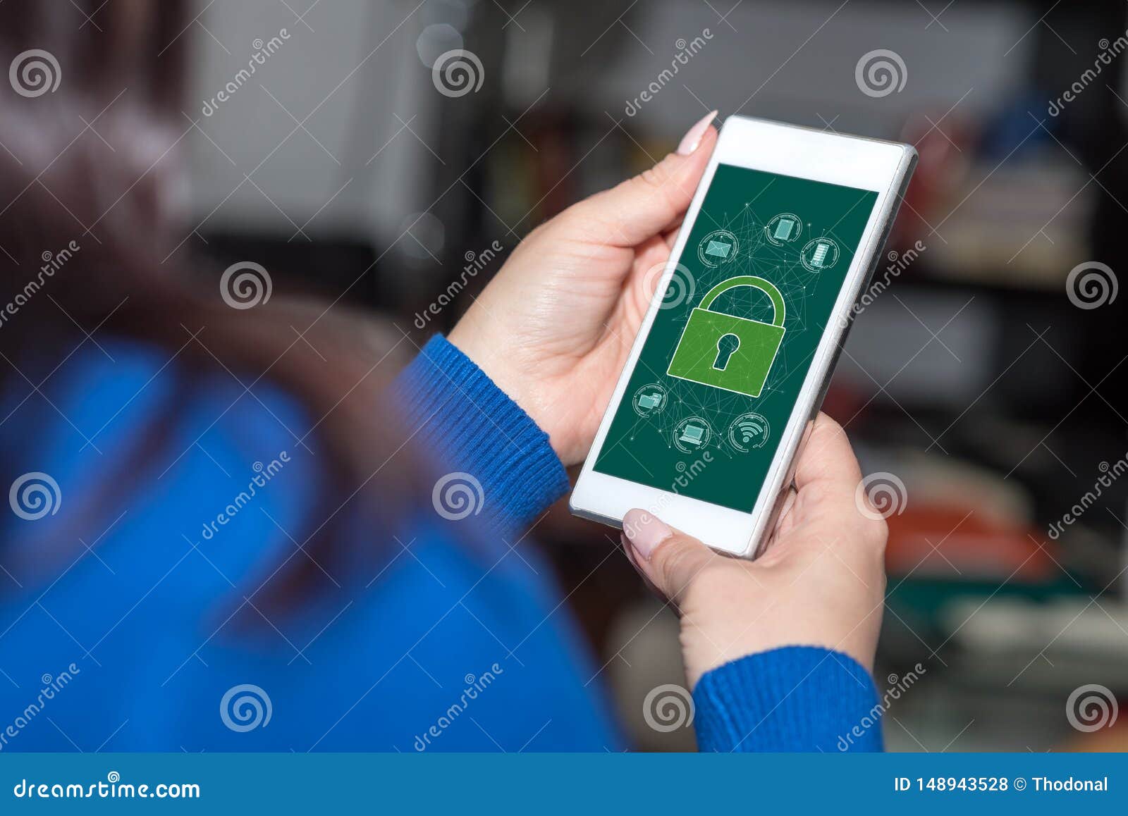 Cyber Security Concept on a Smartphone Stock Photo - Image of secure ...