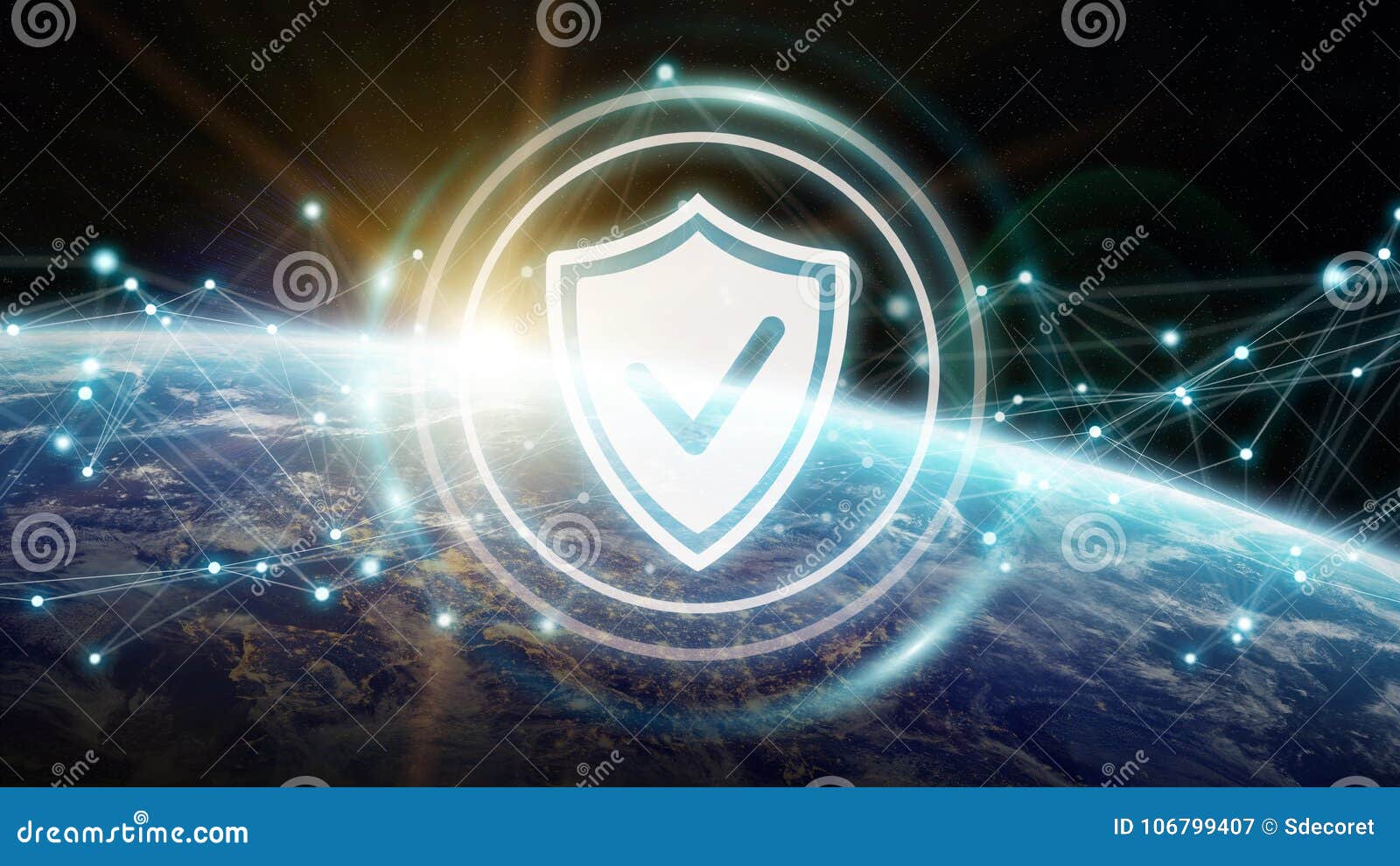 Cyber Security on Planet Earth 3D Rendering Stock Illustration ...