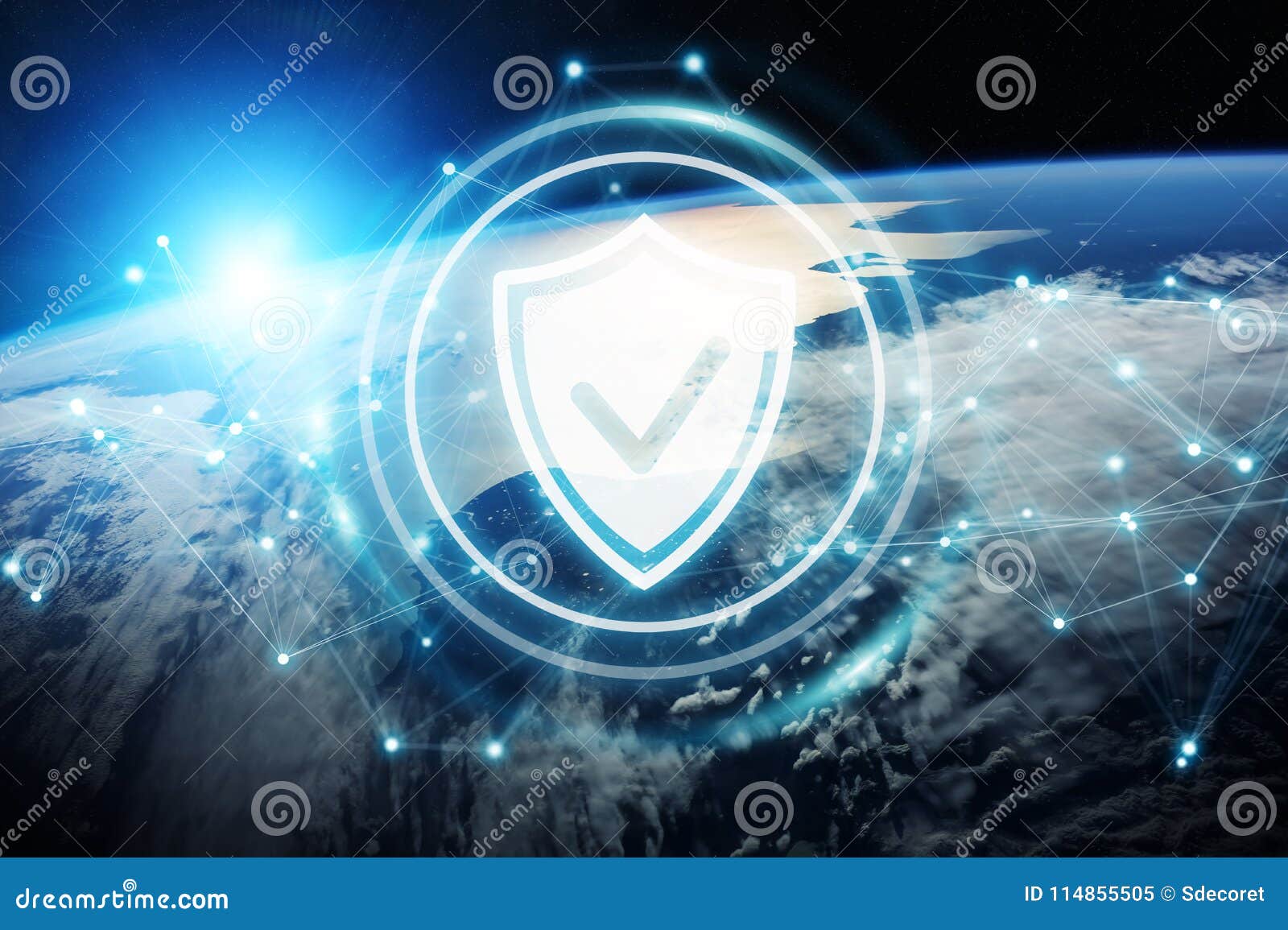 Cyber Security on Planet Earth 3D Rendering Stock Illustration ...