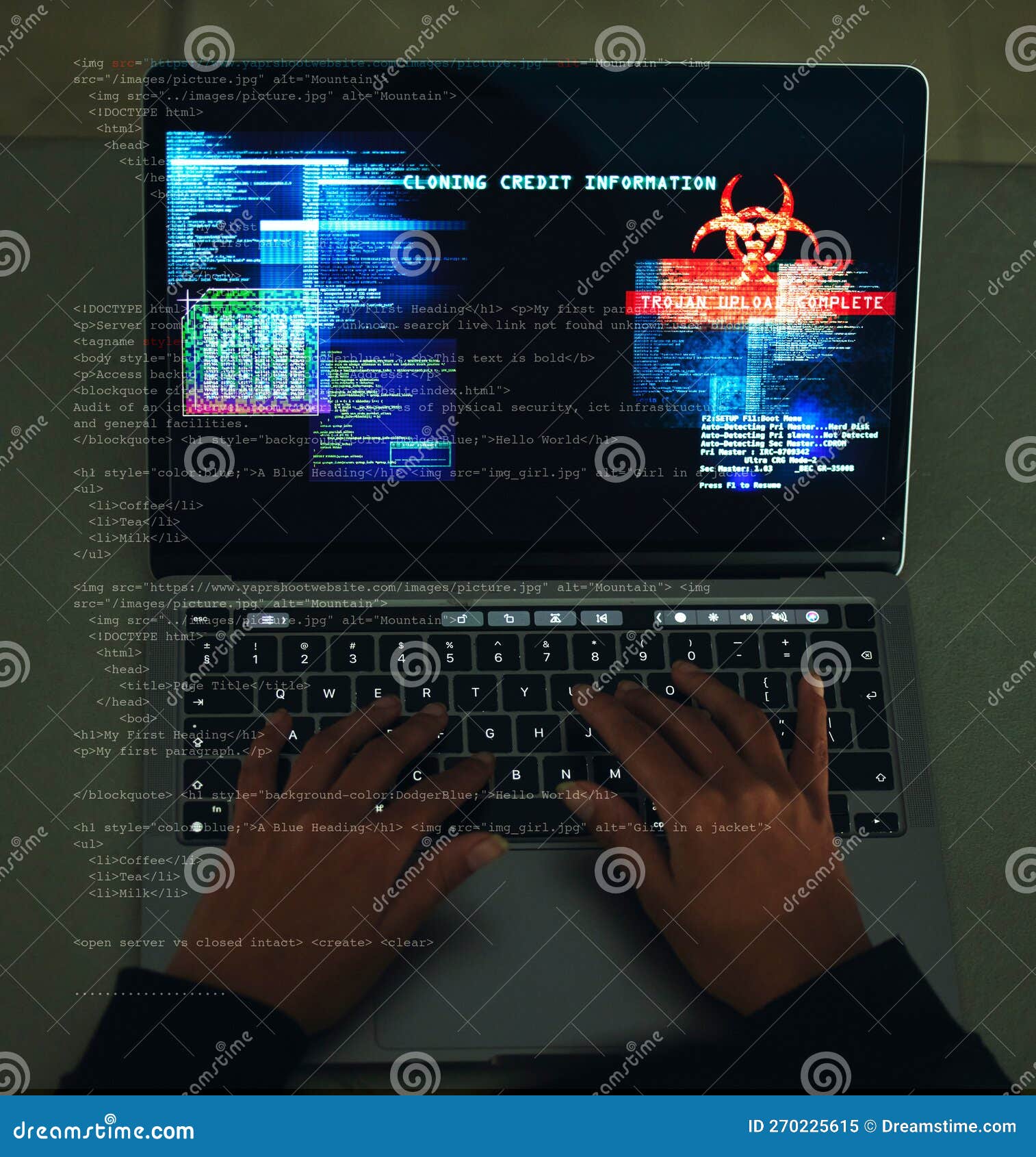 Cyber Security Crime And Hands Typing On A Laptop While Programming Or