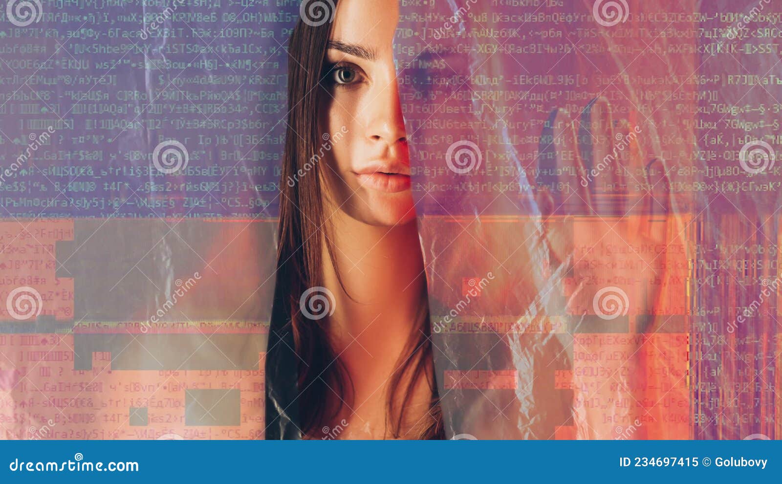 Cyber Security Curious Woman Glitch Encryption Stock Video - Video of ...