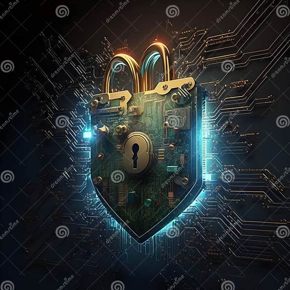 Cyber Security 3d Glowing Connections Illustration Stock Photo - Image ...