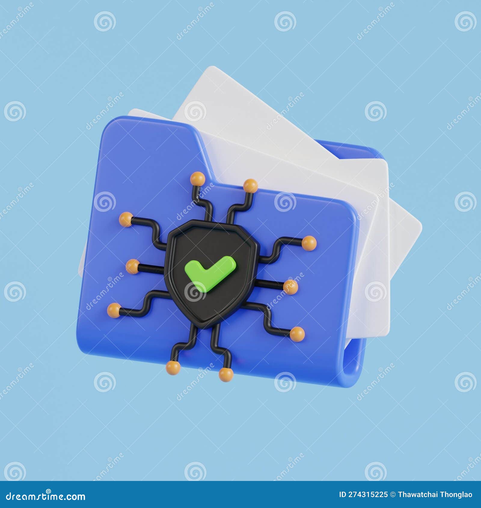 Cyber Security 3D, Laptop and Cloud Data Under Protection ...