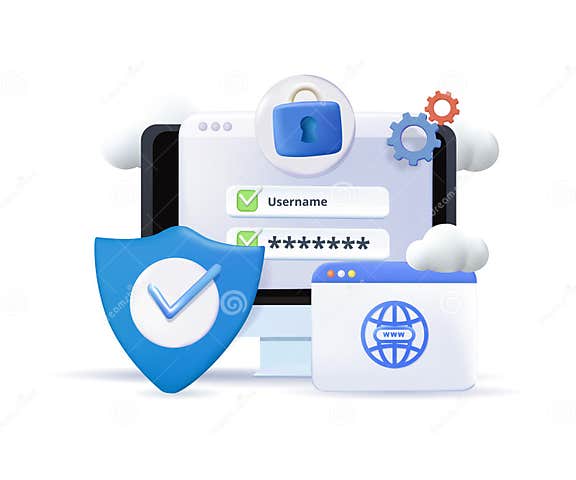 Cyber Security, 3D Laptop and Cloud Data Under Protection ...